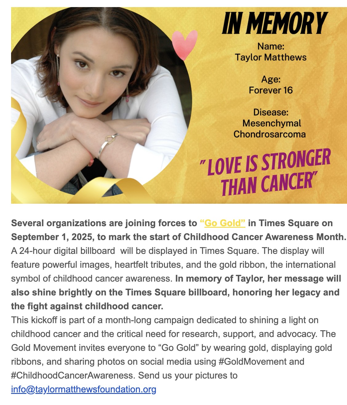 Taylor times sq - Taylor Matthews Foundation